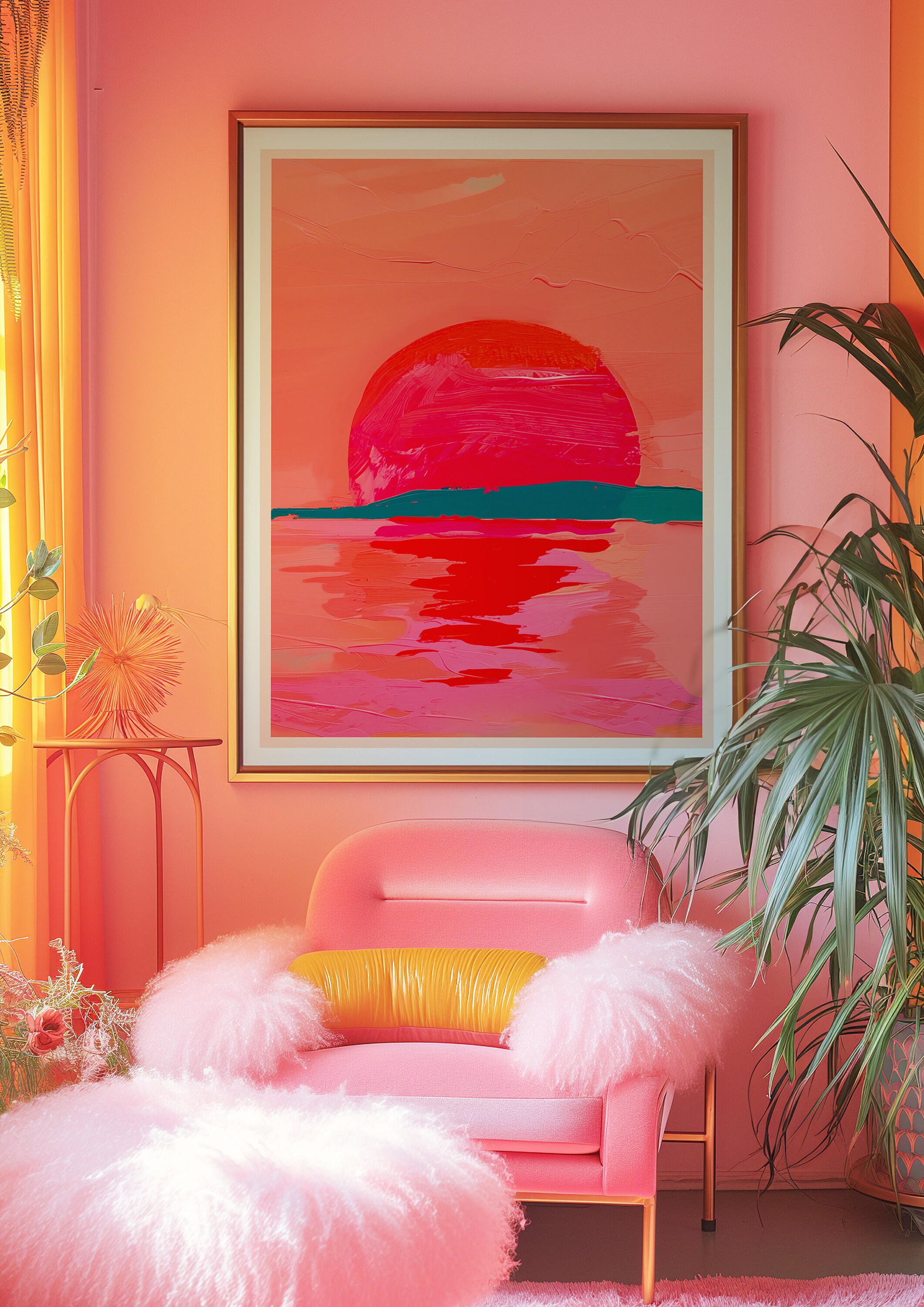 Red Sunset Poster: Psychedelic Y2K Wall Art (digital Download) - Etsy