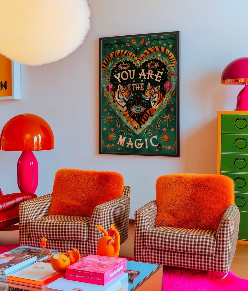 Tiger Sacred Heart Art Print: Maximalist Spiritual Eye Decor (digital ...