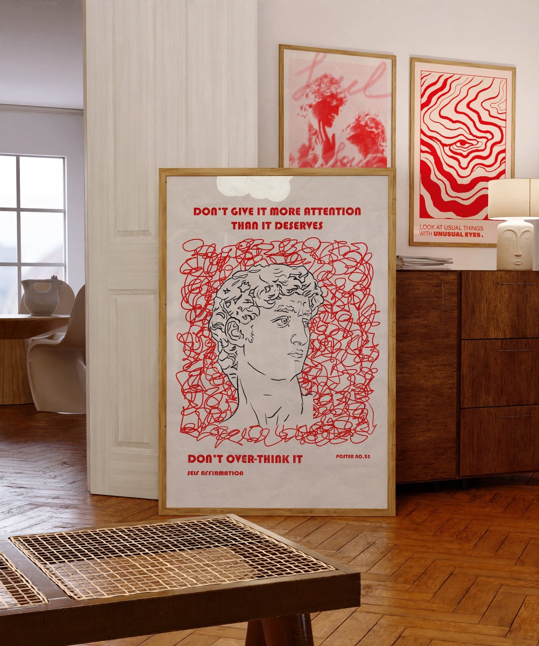 Affirmation Poster, 70s Poster, Red Wall Art, Trendy Wall Art, Hippie ...