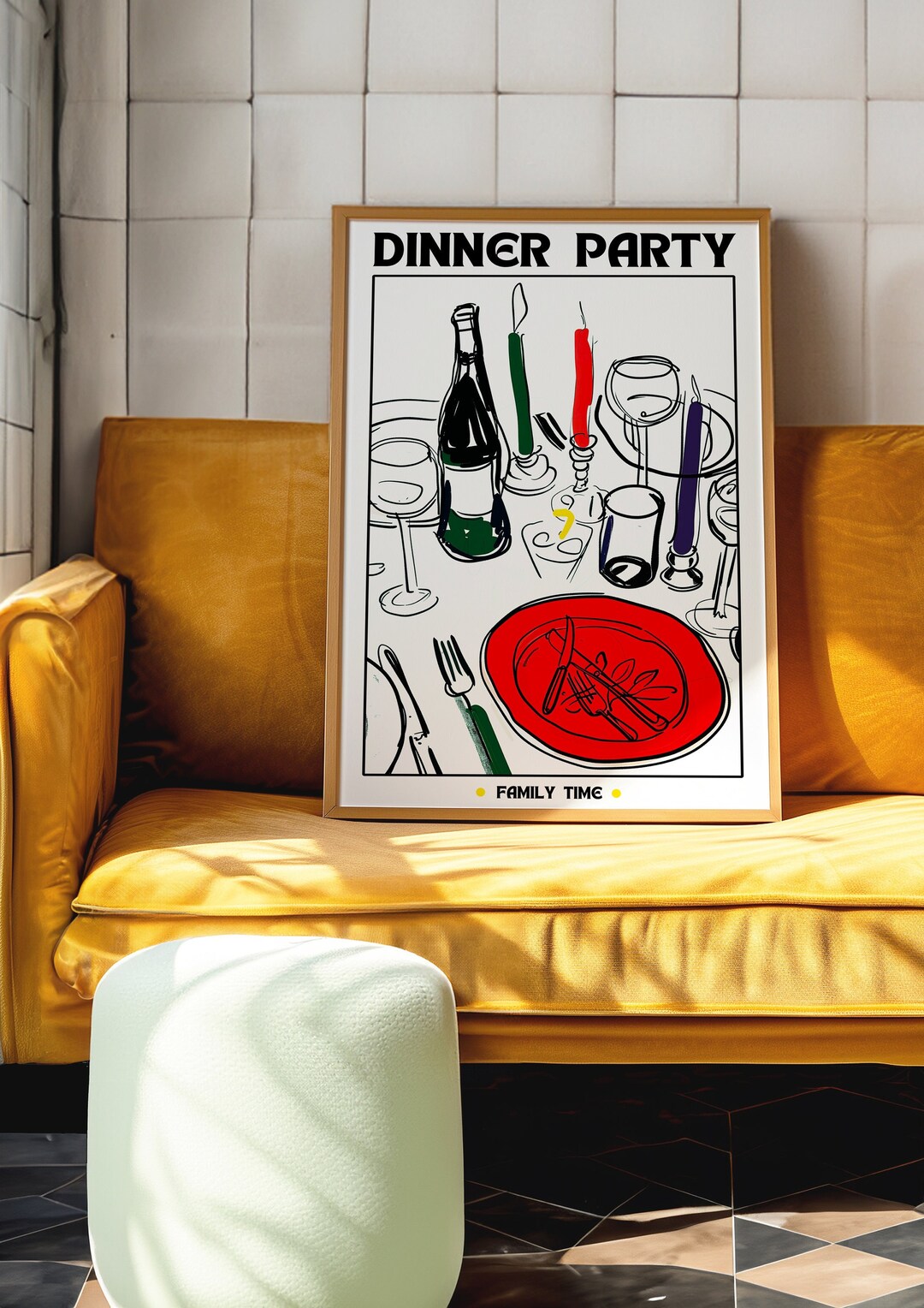 Dinner Poster, 70s Wall Print, Red Wall Art, Kitchen Poster, Summer ...