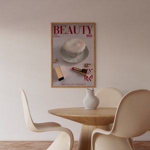 Beauty Magazine Poster, 70s Print, Red Wall Art, Coffee Poster, Kitchen ...
