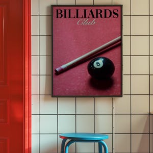 8 Pool Ball Print, Aesthetic Apartment Decor, Preppy Print, Billiards ...