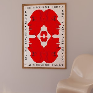 Affirmation Poster, 70s Wall Print, Red Wall Art, Newspaper Poster ...