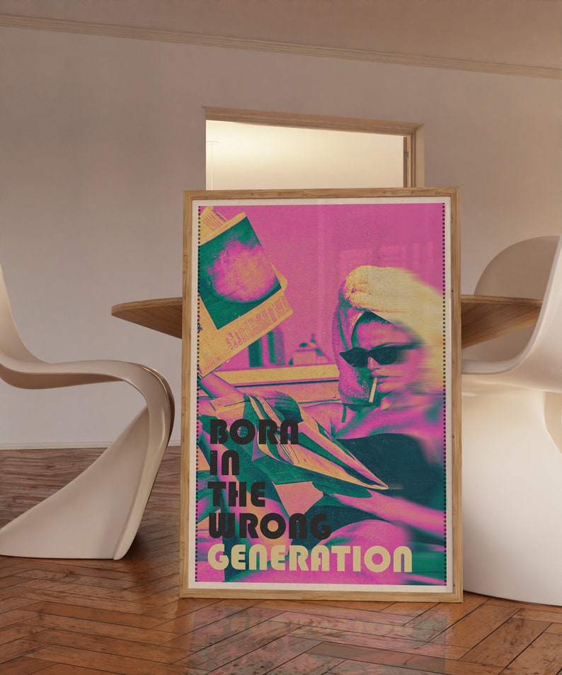 Retro Woman Poster Pink Wall Art 70s Psychedelic Funky Wall - Etsy