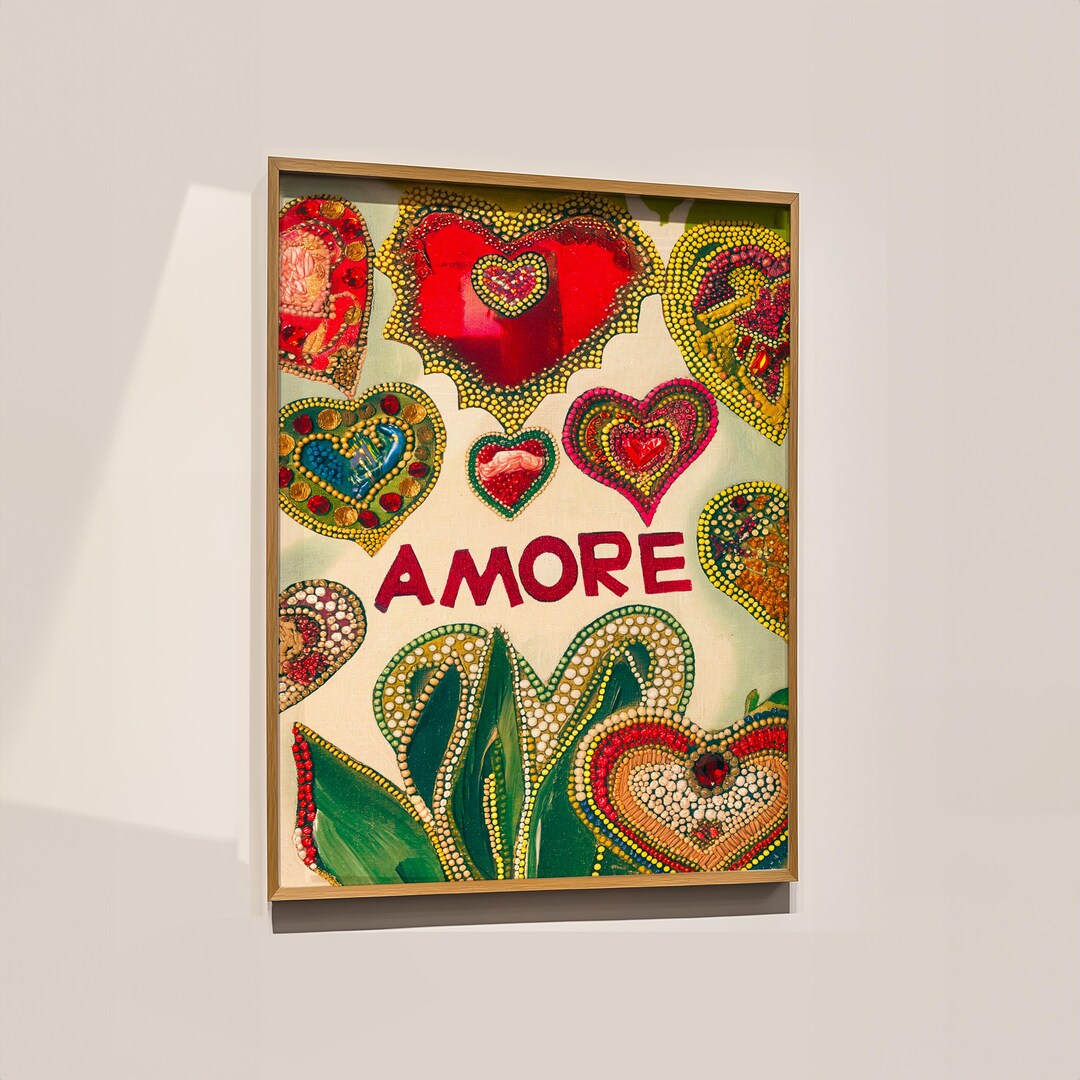 Amore Wall Art, Eclectic Poster, Romantic Decor, Maximalist Home Art ...
