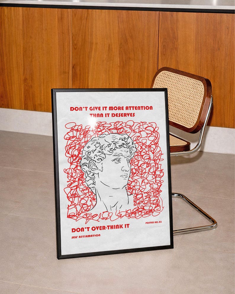 David Sculpture Line Drawing Poster, Motivational Quote Wall Art ...