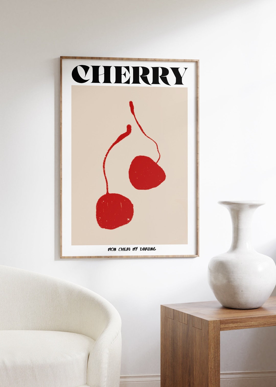 Cherry Poster, Retro Wall Art, 70s Psychedelic Print, Funky Wall Decor ...