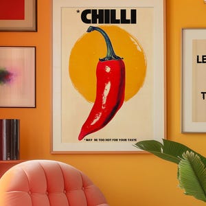 Chilli Pepper Poster: 70s Retro Kitchen Wall Art (digital Download) - Etsy