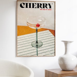 Cherry Poster, Retro Wall Art, 70s Psychedelic Print, Funky Wall Decor ...
