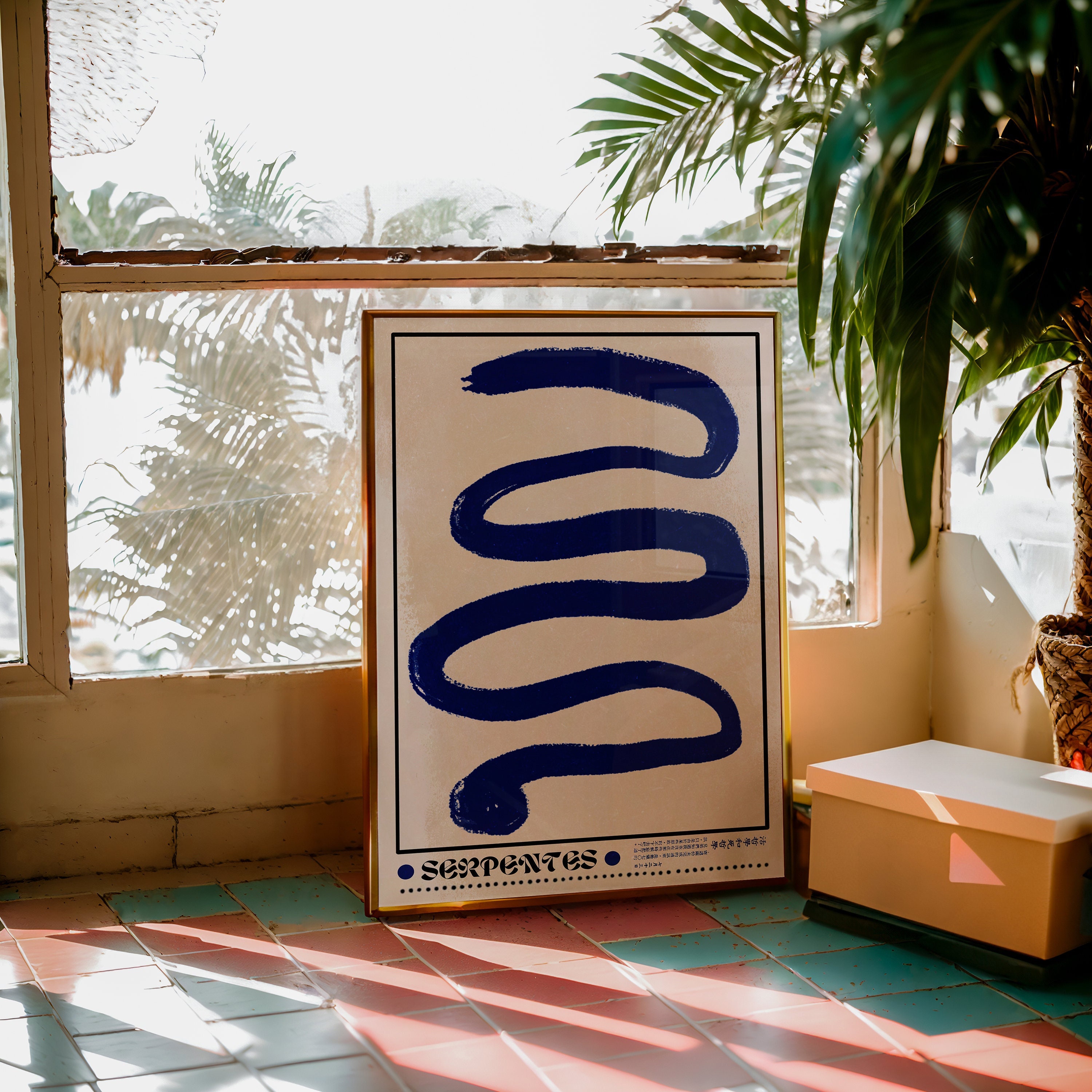 Blue Snake Poster: 70s Retro Art Print (digital Download) - Etsy