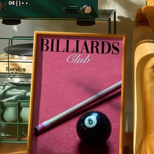 8 Pool Ball Print, Aesthetic Apartment Decor, Preppy Print, Billiards ...
