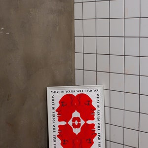 Affirmation Poster, 70s Wall Print, Red Wall Art, Newspaper Poster ...