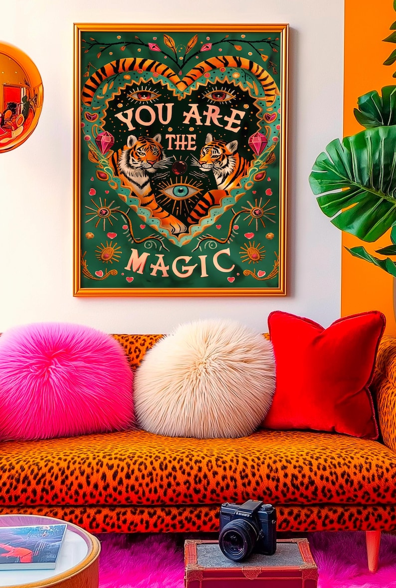 Sacred Heart Tiger Art Print: Maximalist Boho Home Decor - Etsy