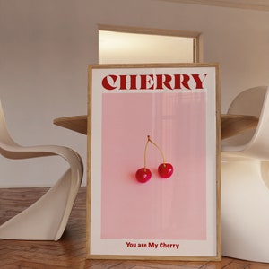 Cherry Poster, Retro Poster, 70s Poster, Red Wall Art, Psychedelic Art ...