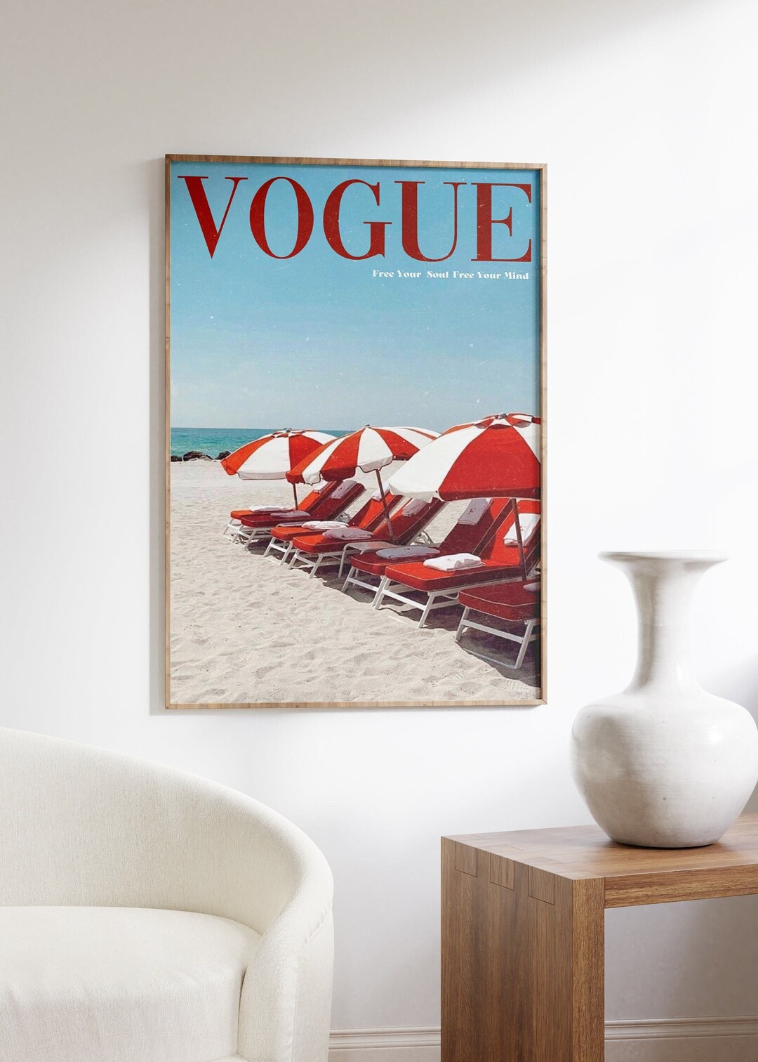 Vogue Magazine Poster 70s Print Red Wall Art Beach Poster - Etsy