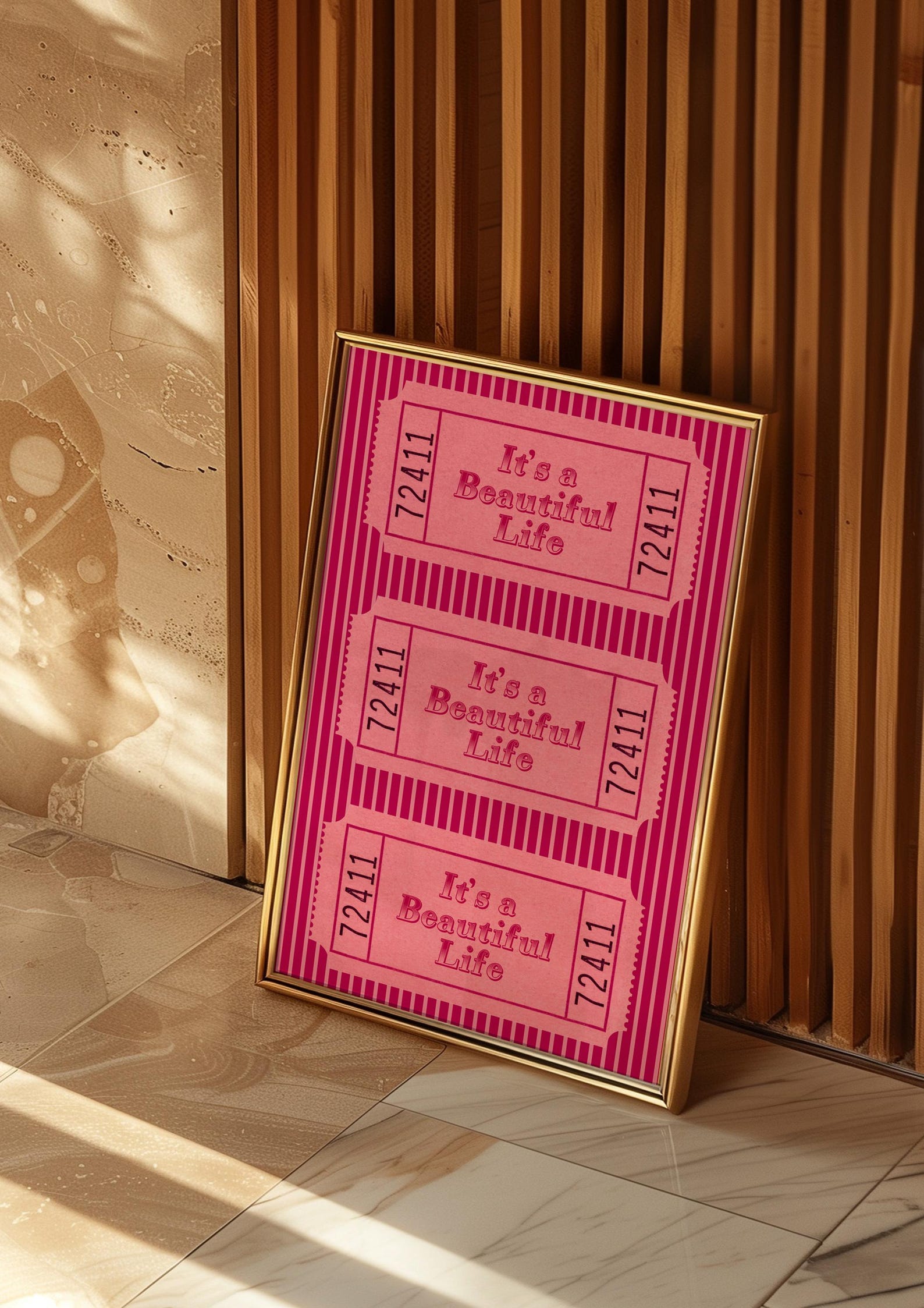Beautiful Life Ticket Print, Pink Wall Art, Y2K Apartment Decor, Ticket ...