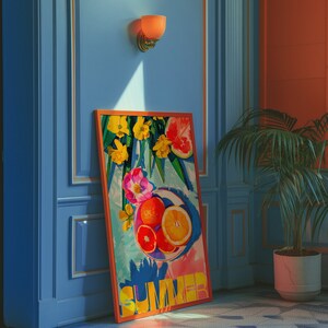 Verano Poster, 70s Wall Print, Orange Wall Art, Kitchen Poster, Summer ...