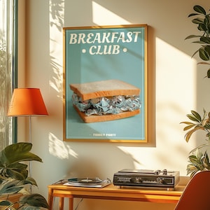 Breakfast Club Poster: Disco Ball Sandwich, 70s Retro Art (digital ...