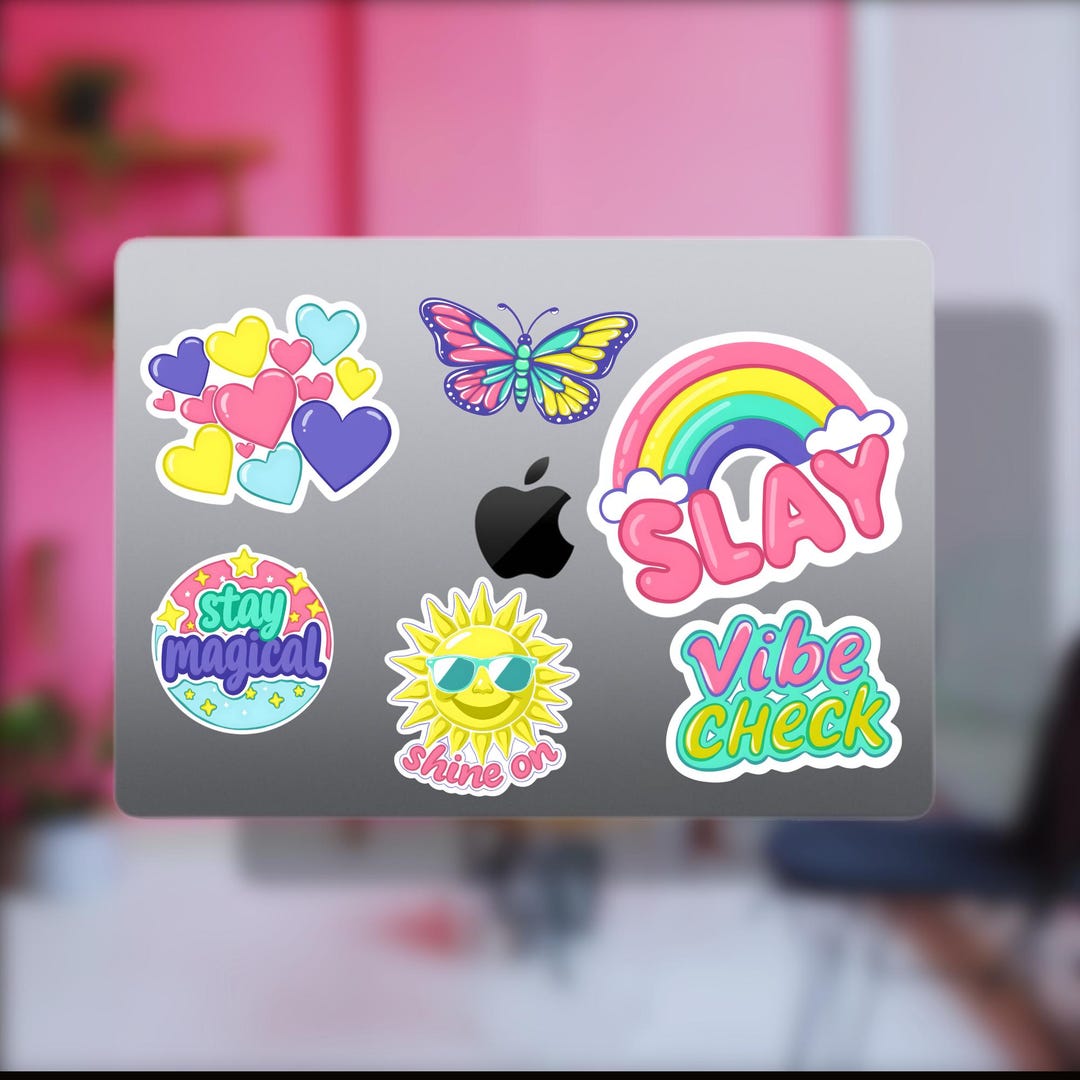 Hyper Pastel Vibrant Sticker Sheet - Slay, Shine On, Vibe Check ...