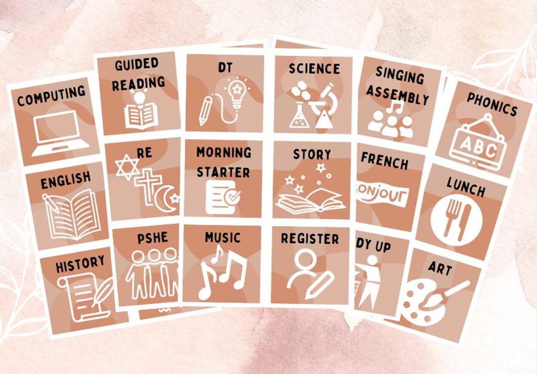 Neutral Minimal Visual Timetable Class Schedule Cards SEND Friendly ...