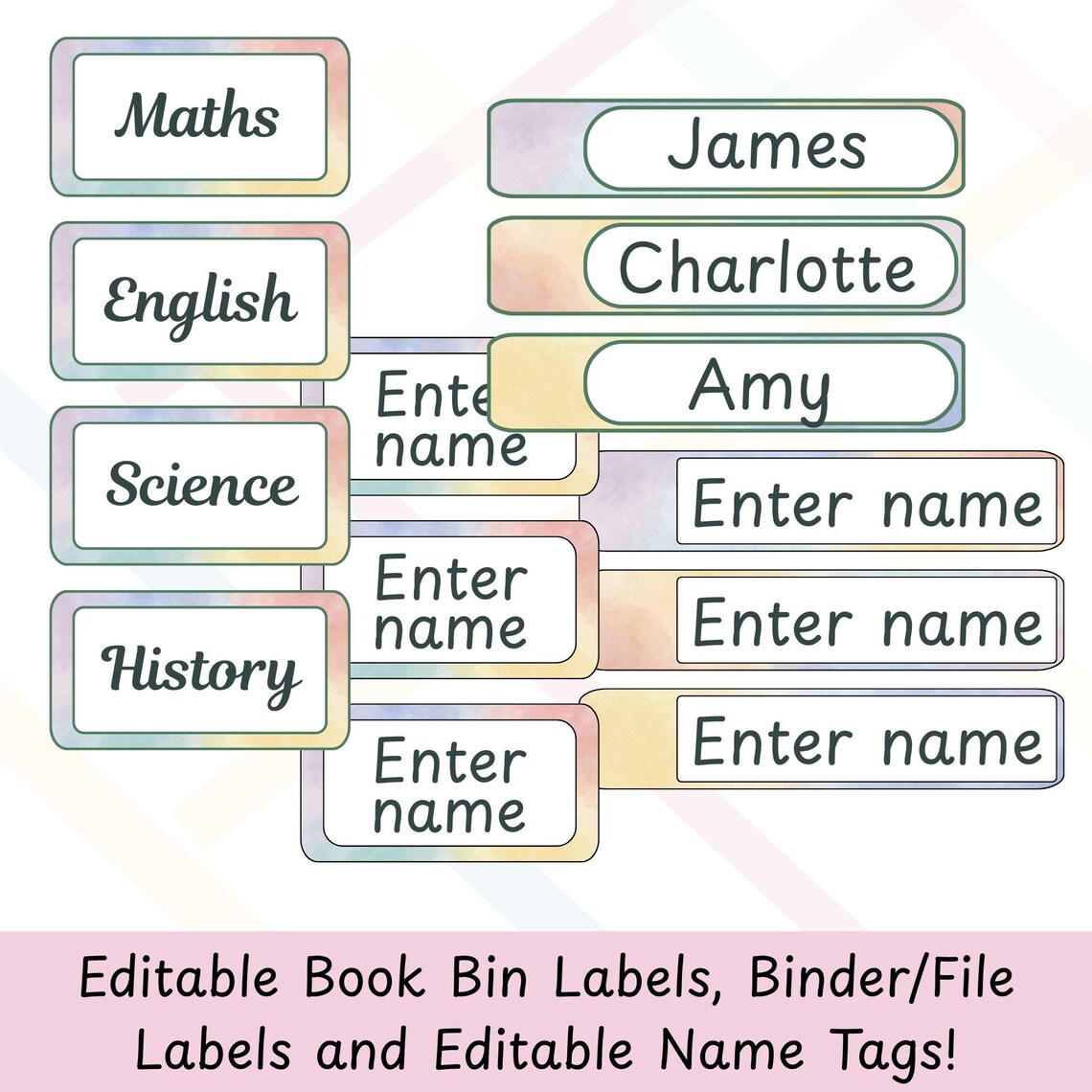 Editable Pastel Tray Trolley Labels Roller Cart Name Tags Aesthetic ...