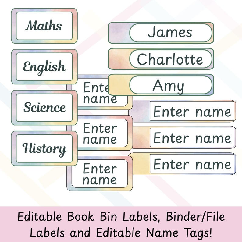 Editable Pastel Tray Trolley Labels Roller Cart Name Tags Aesthetic ...