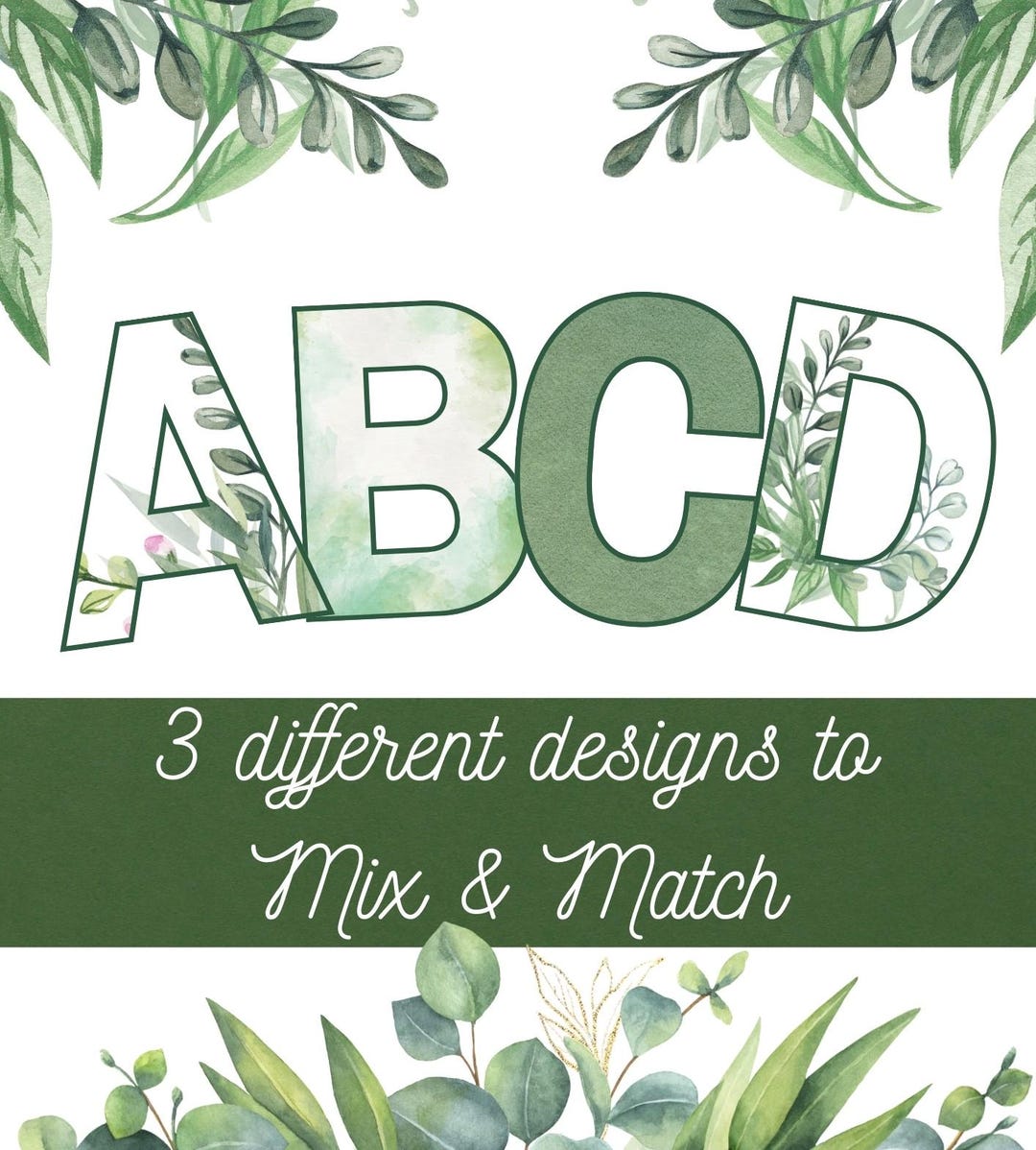 Botanical Bulletin Board Letters Leafy Nature Classroom Display Decor ...