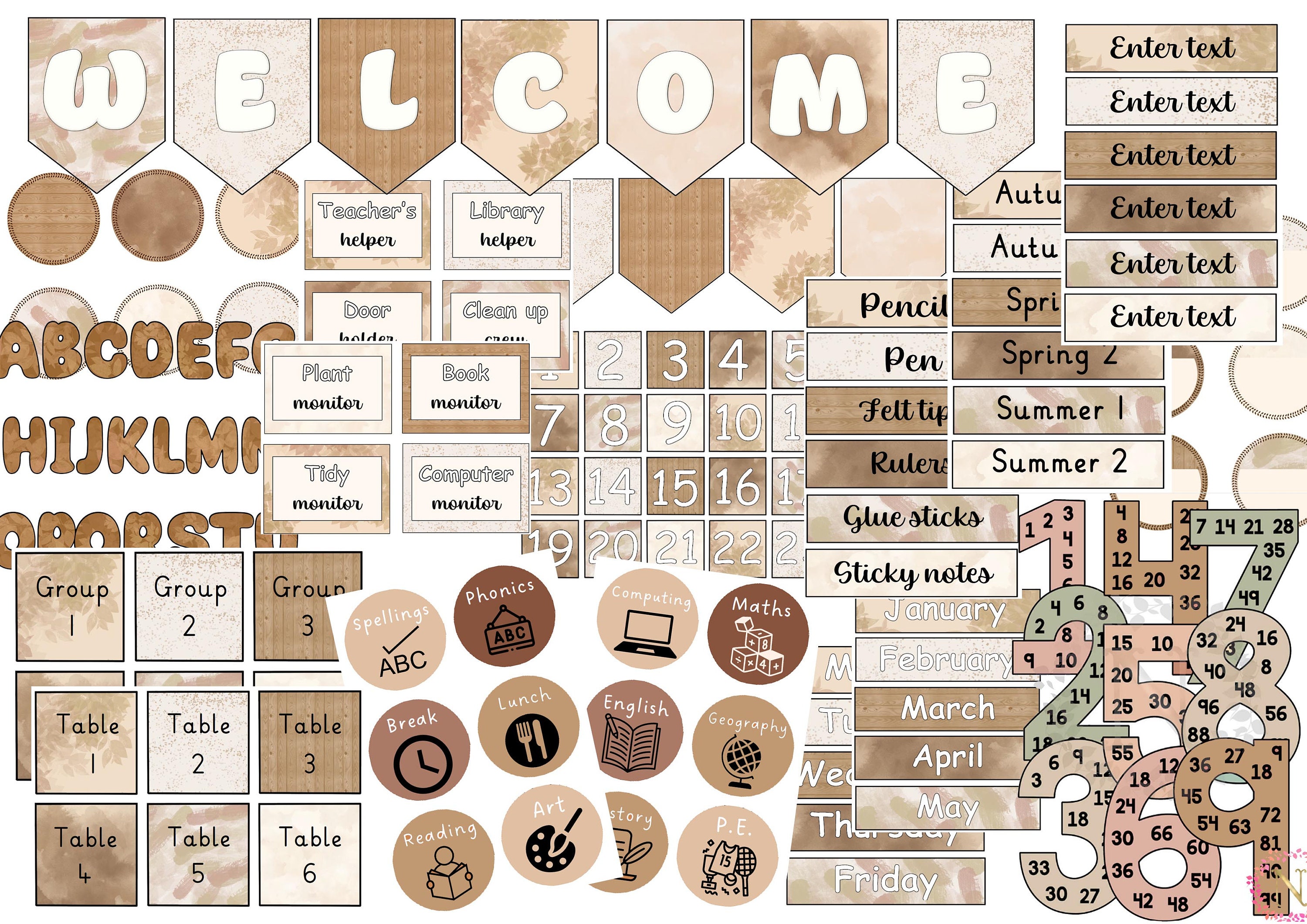 Wood Nature Theme Classroom Decor Bundle Editable Bulletin Board ...