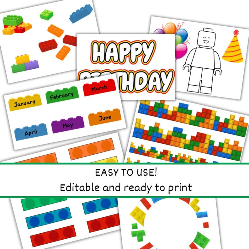 Vibrant Lego Inspired Blocks Birthday Display | Editable Printable ...
