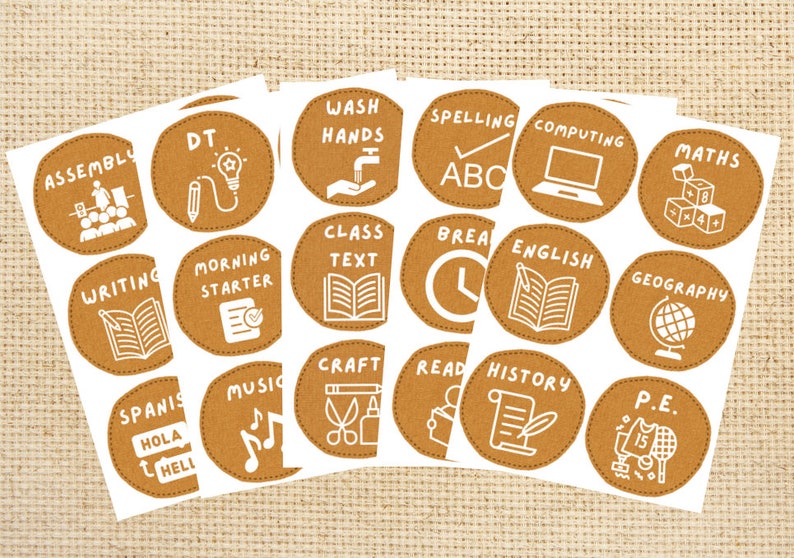 Hessian Visual Timetable Class Schedule Cards SEN Friendly Simple ...