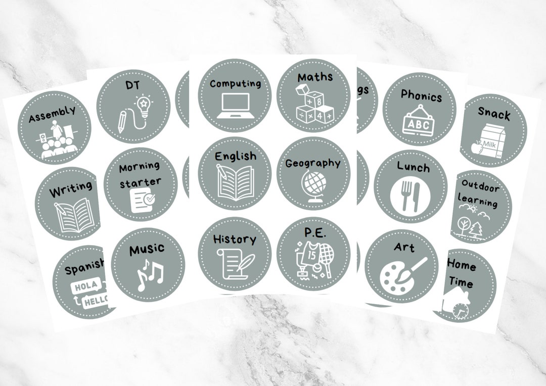 EDITABLE Grey Visual Timetable Class Schedule Cards SEN Friendlysimple ...