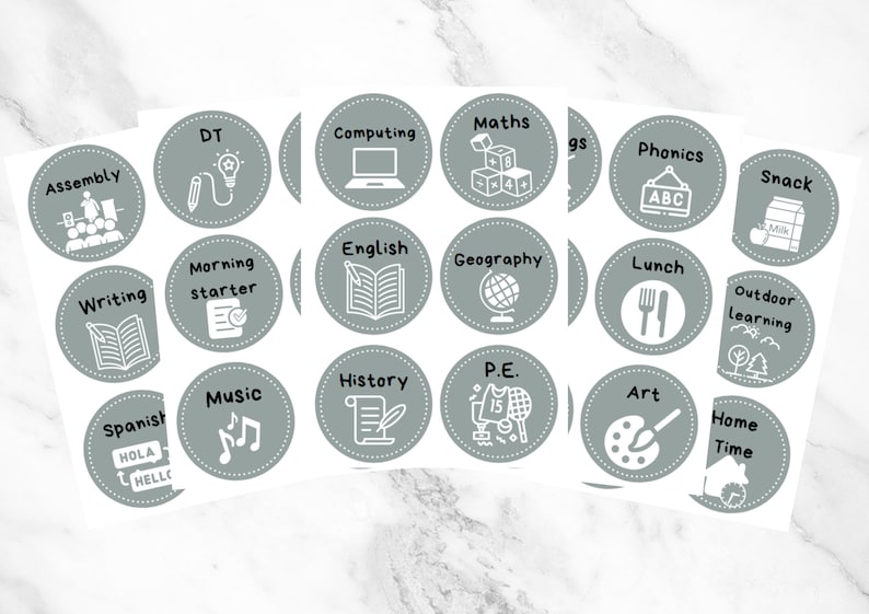 EDITABLE Grey Visual Timetable Class Schedule Cards SEN Friendlysimple ...