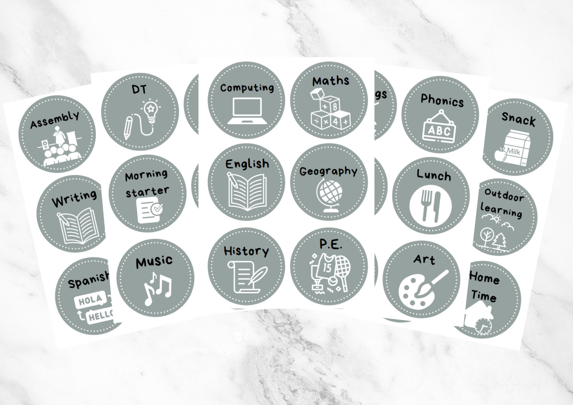 EDITABLE Grey Visual Timetable Class Schedule Cards SEN Friendlysimple ...