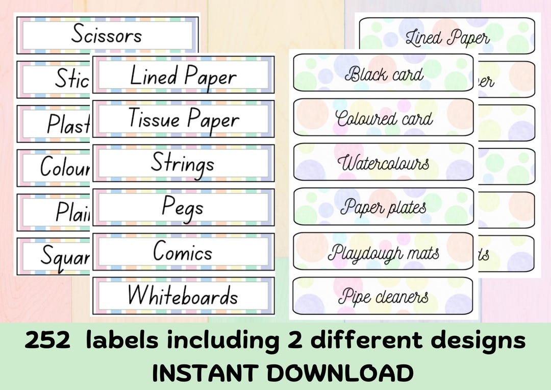 Pastel Editable Teacher Rolling Cart Labels Tray Labels Trolley Drawer ...