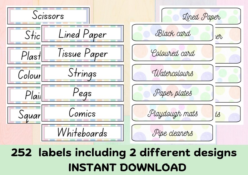 Pastel Editable Teacher Rolling Cart Labels Tray Labels Trolley Drawer ...