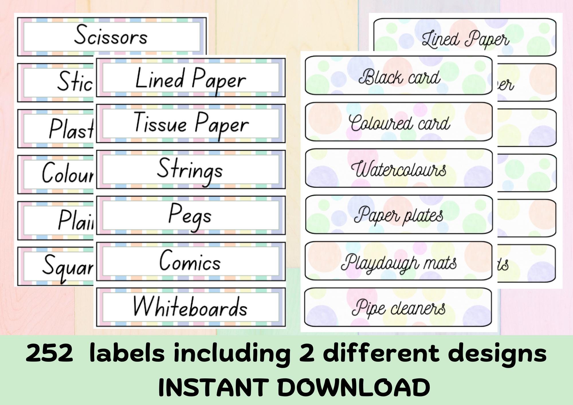 Pastel Editable Teacher Rolling Cart Labels Tray Labels Trolley Drawer ...