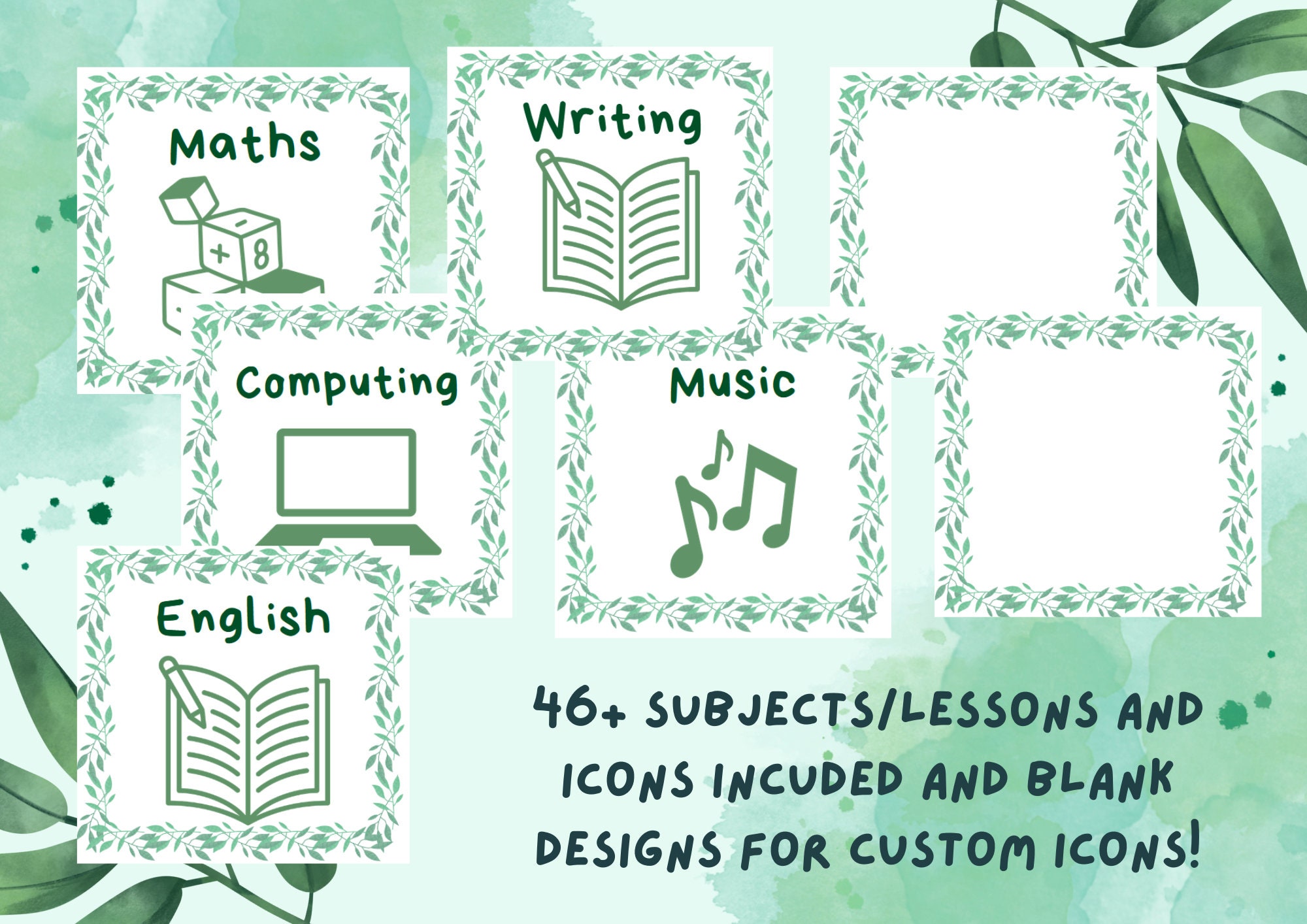 Botanical Leafy Nature Visual Timetable Class Schedule Cards SEN ...
