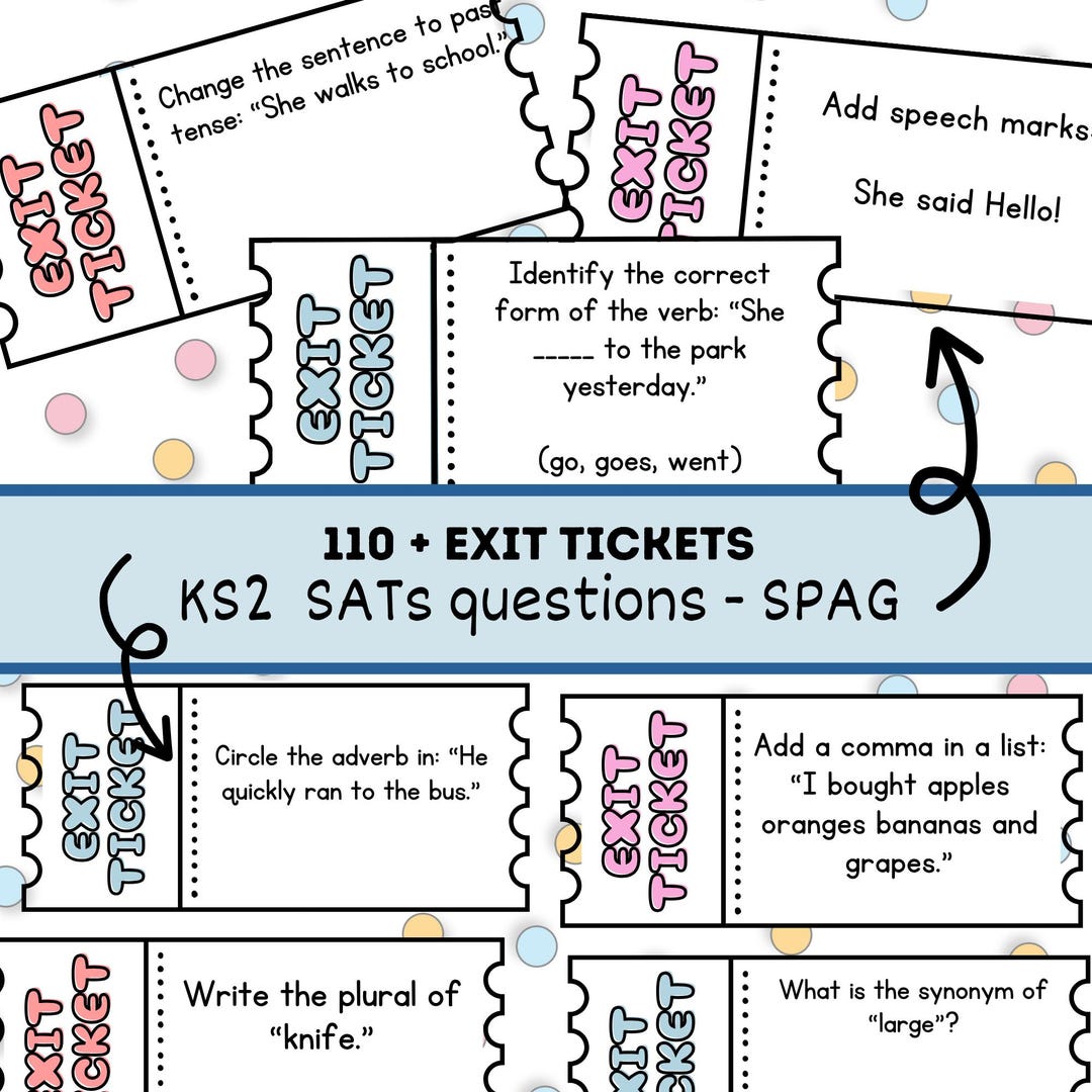 SPAG Exit Tickets KS2 | 110+ Editable Spelling Punctuation Grammar ...