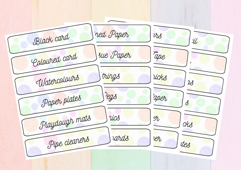 Pastel Editable Teacher Rolling Cart Labels Tray Labels Trolley Drawer ...