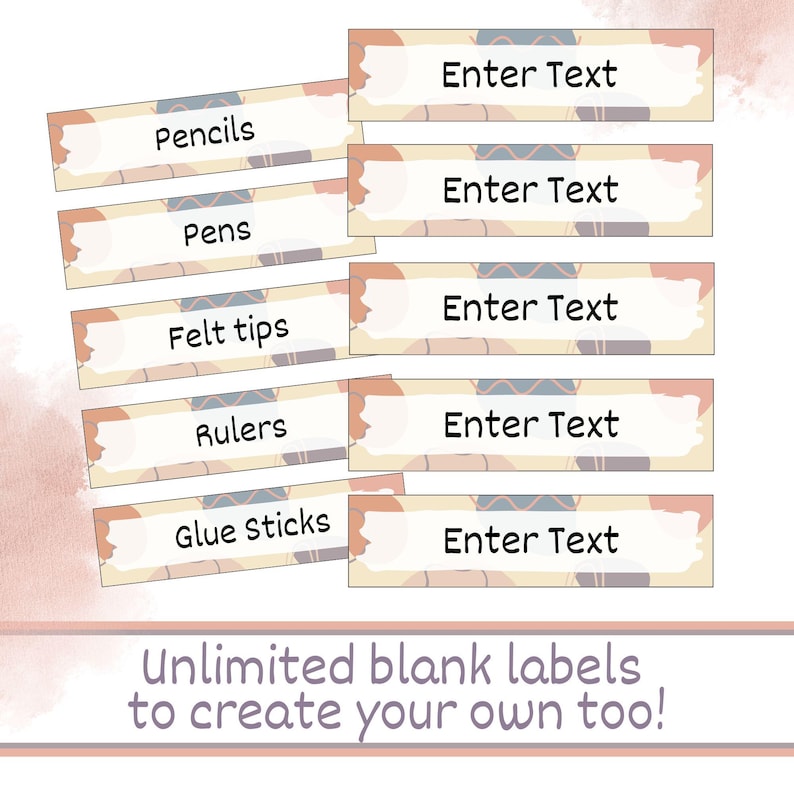 Neutral Aesthetic Labels | Tray, File, Binder & Roller Cart Labels ...