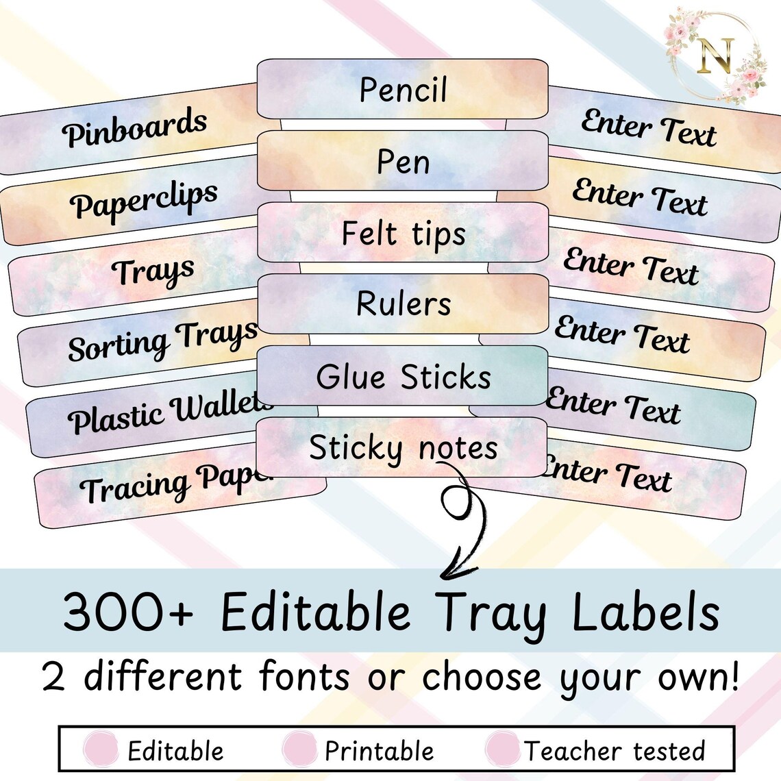 Editable Pastel Tray Trolley Labels Roller Cart Name Tags Aesthetic ...