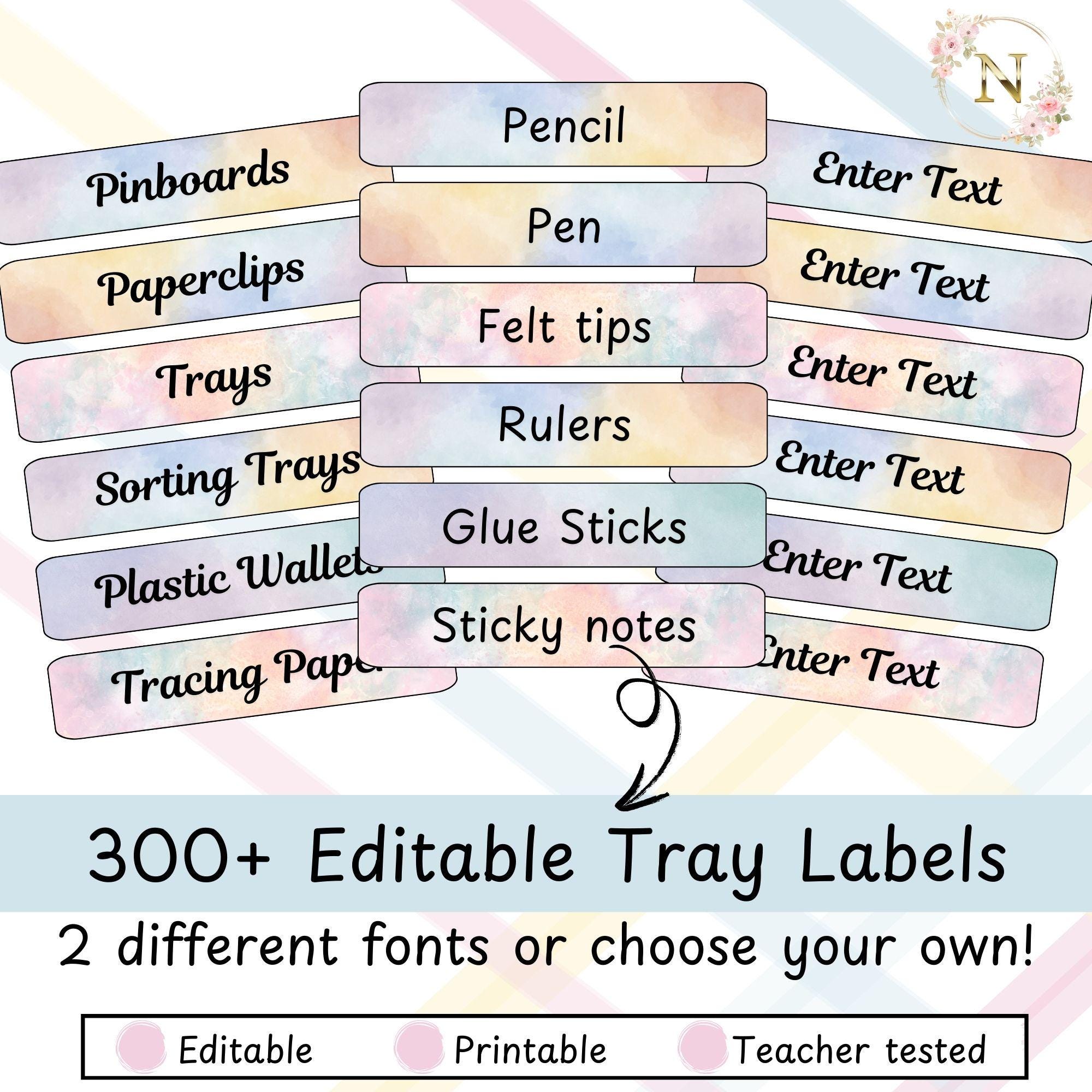 Editable Pastel Tray Trolley Labels Roller Cart Name Tags Aesthetic ...