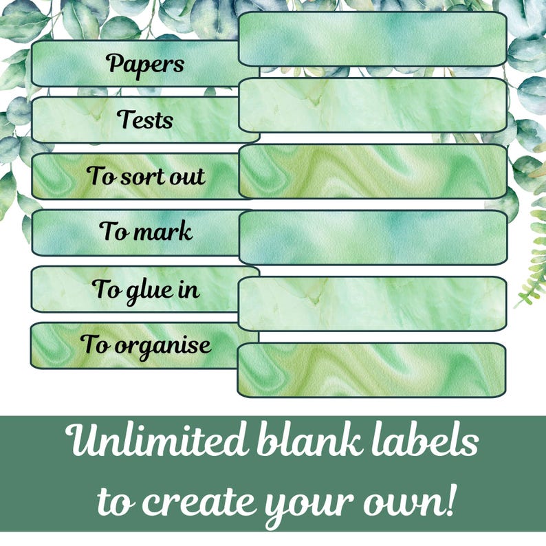 Green Marble Tray Labels Printable | 120+ Editable Classroom Tags Files ...