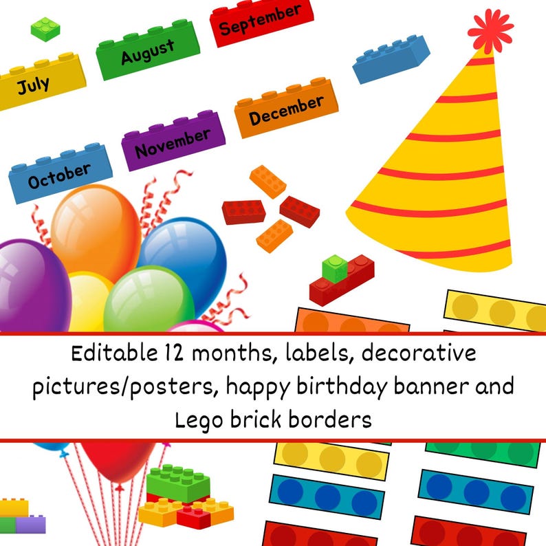 Vibrant Lego Inspired Blocks Birthday Display | Editable Printable ...