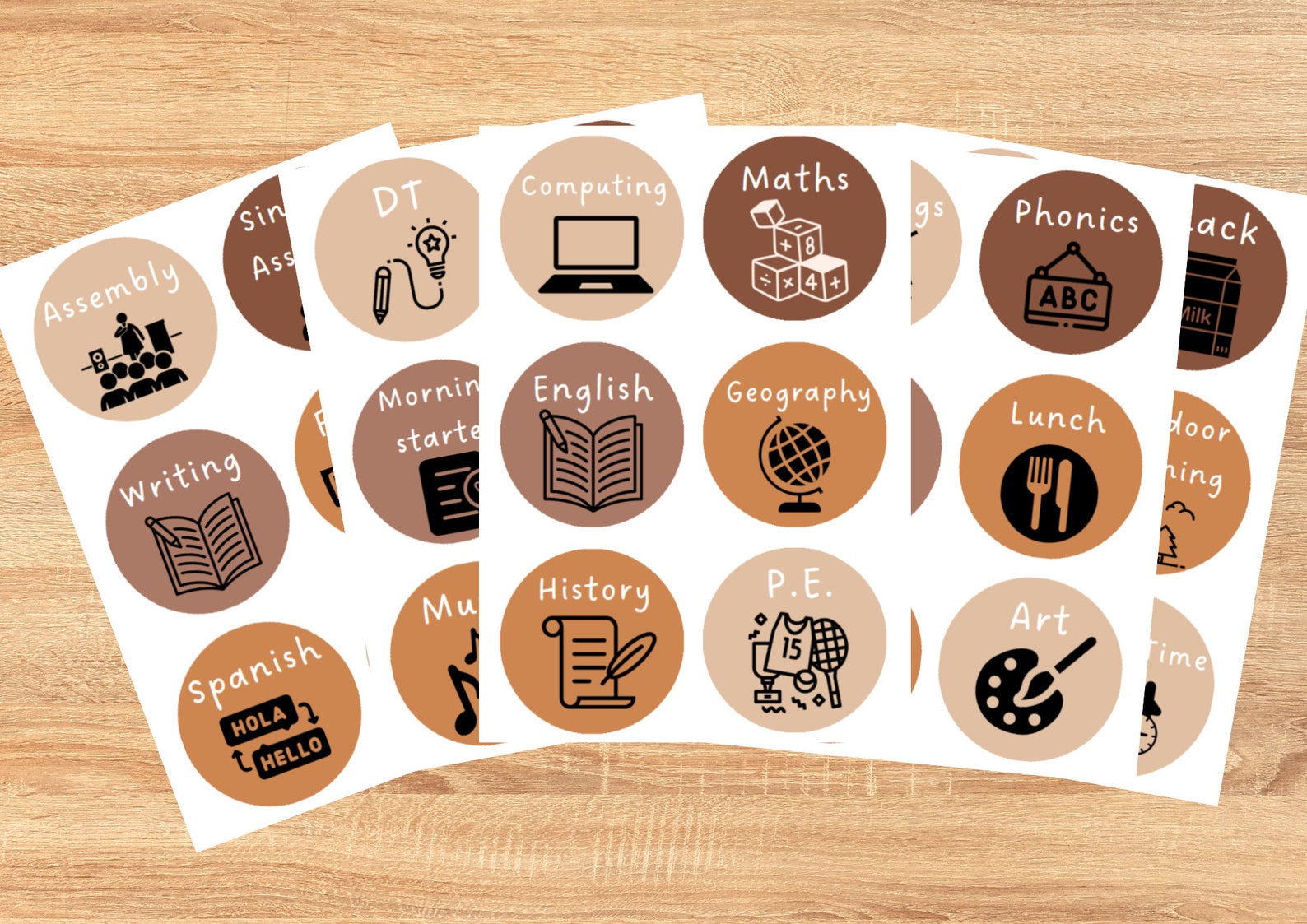 Neutral Visual Timetable Class Schedule Cards SEN Friendly Simple ...