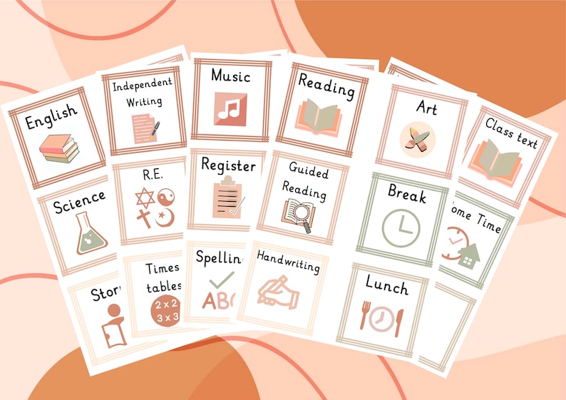 EDITABLE Classroom Visual Timetable Class Schedule Cards Aesthetic ...