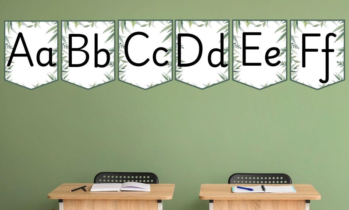 Editable Botanical A-Z Lettering Banner Bulletin Board Nature-themed ...