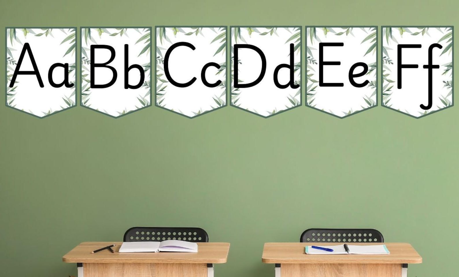 Editable Botanical A-Z Lettering Banner Bulletin Board Nature-themed ...