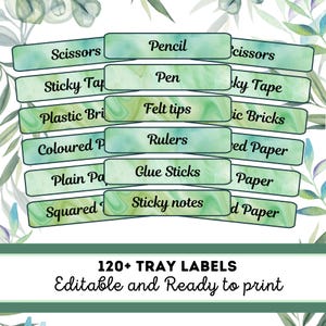 Green Marble Tray Labels Printable | 120+ Editable Classroom Tags Files ...
