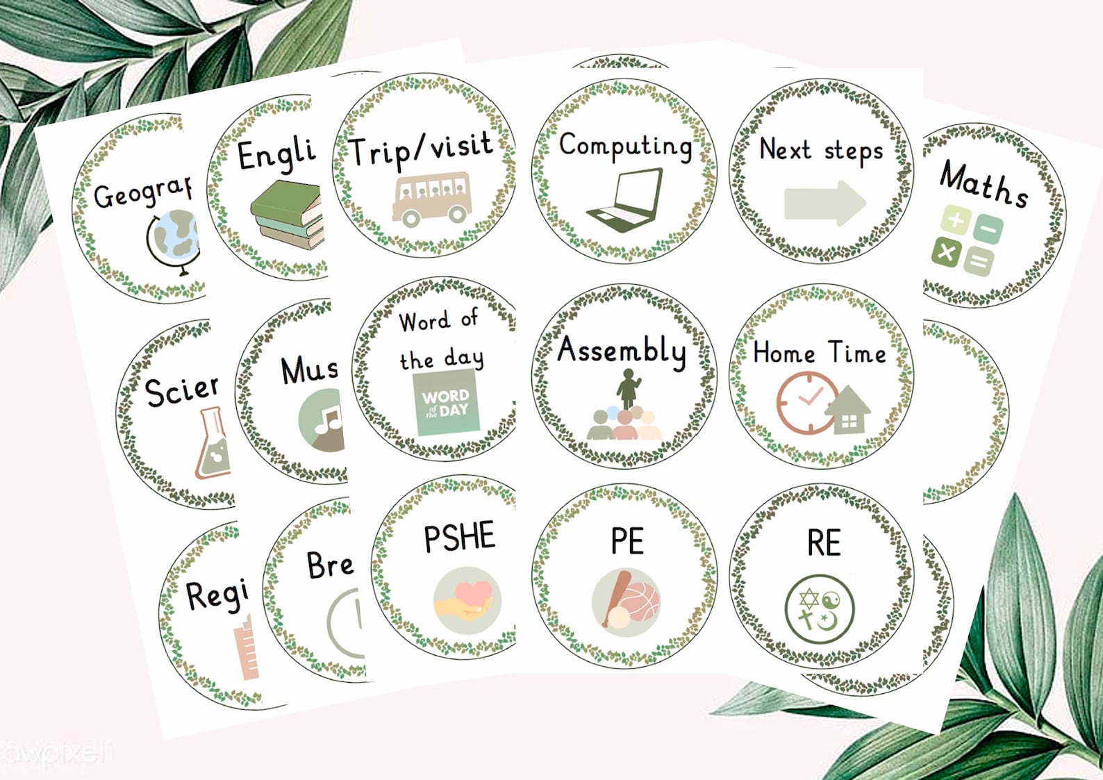 EDITABLE Classroom Visual Timetable Class Schedule Cards Leafy ...